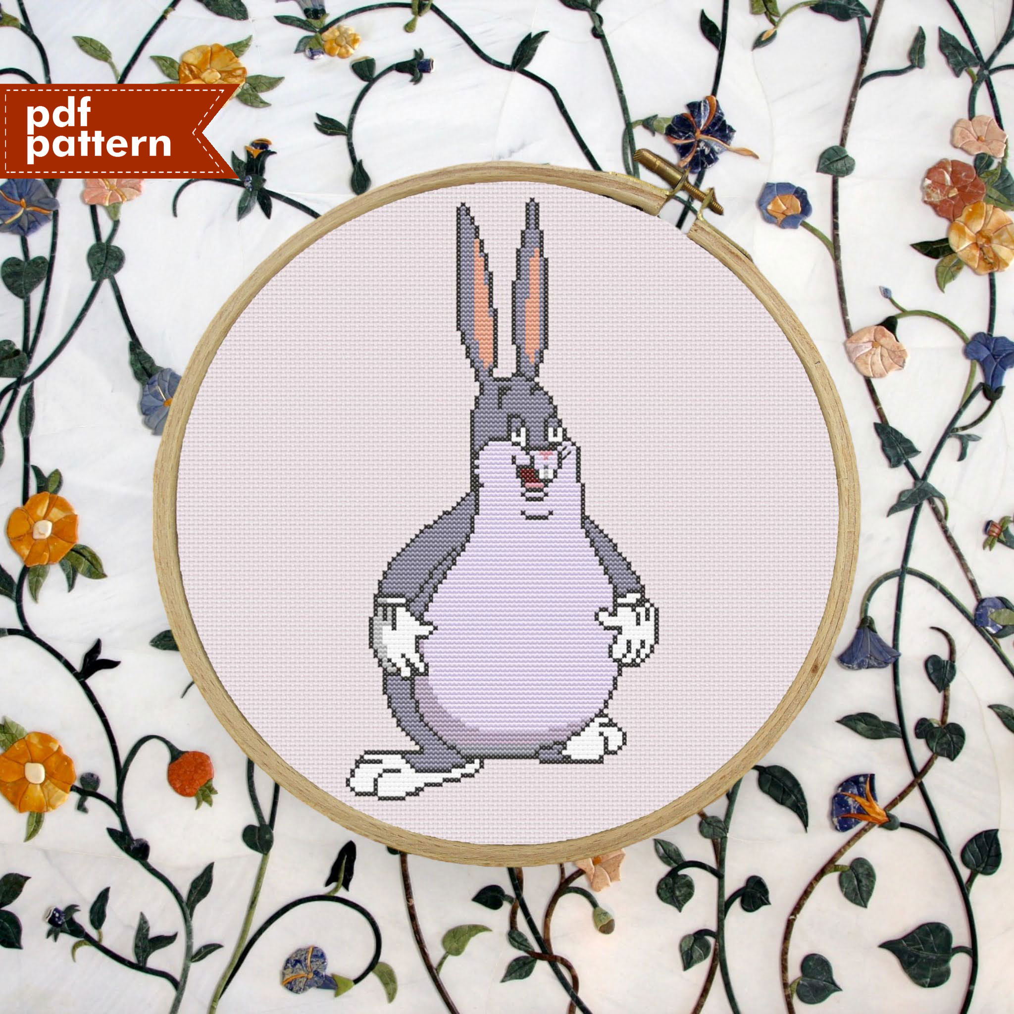 Big Chungus Inspired Chubby Bug Bunny Meme Cross Stitch Pattern PDF ...