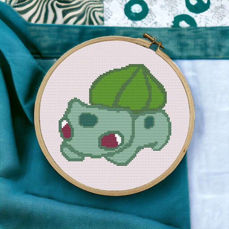 Mini Bulbasaur Inspired Poke-mon Cross Stitch Pattern PDF Small ...