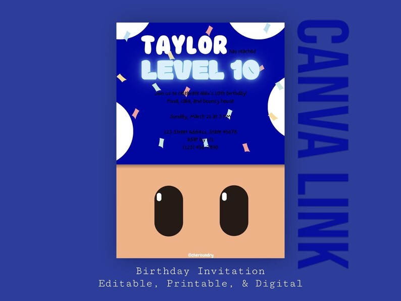 Royal Blue Toad Video Game Inspired Birthday Invitation Party - Etsy