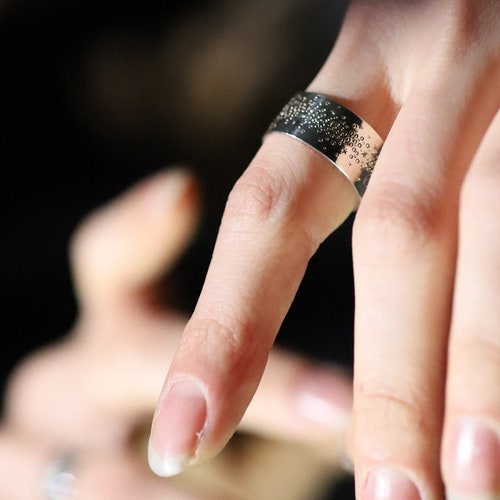 Milky Way Wide Silver Band Ring Night Sky Ring Constellation - Etsy