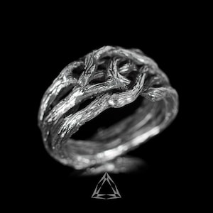 Sterling Silver Twisted Twigs Ring, Tree Branch Ring, Tree Bark Ring ...