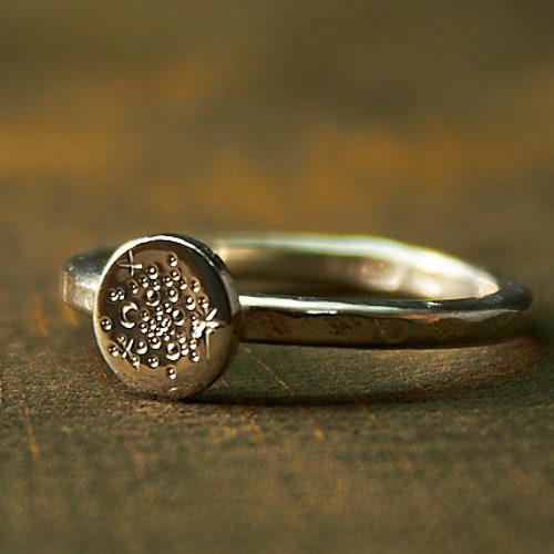Small Silver Disk Ring Stars Ring Galaxy Jewelry Space - Etsy