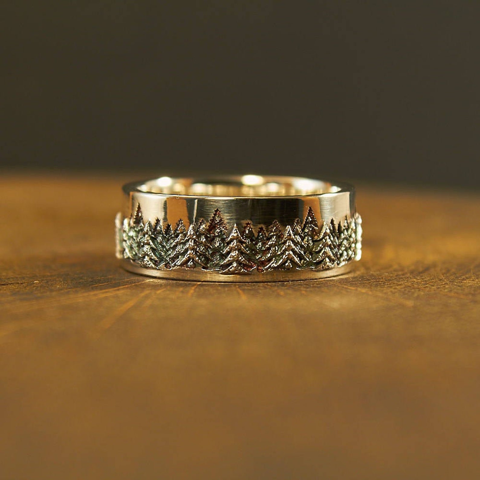 Sterling Silver Pine Tree Ring Forest Ring Tree Wedding | Etsy