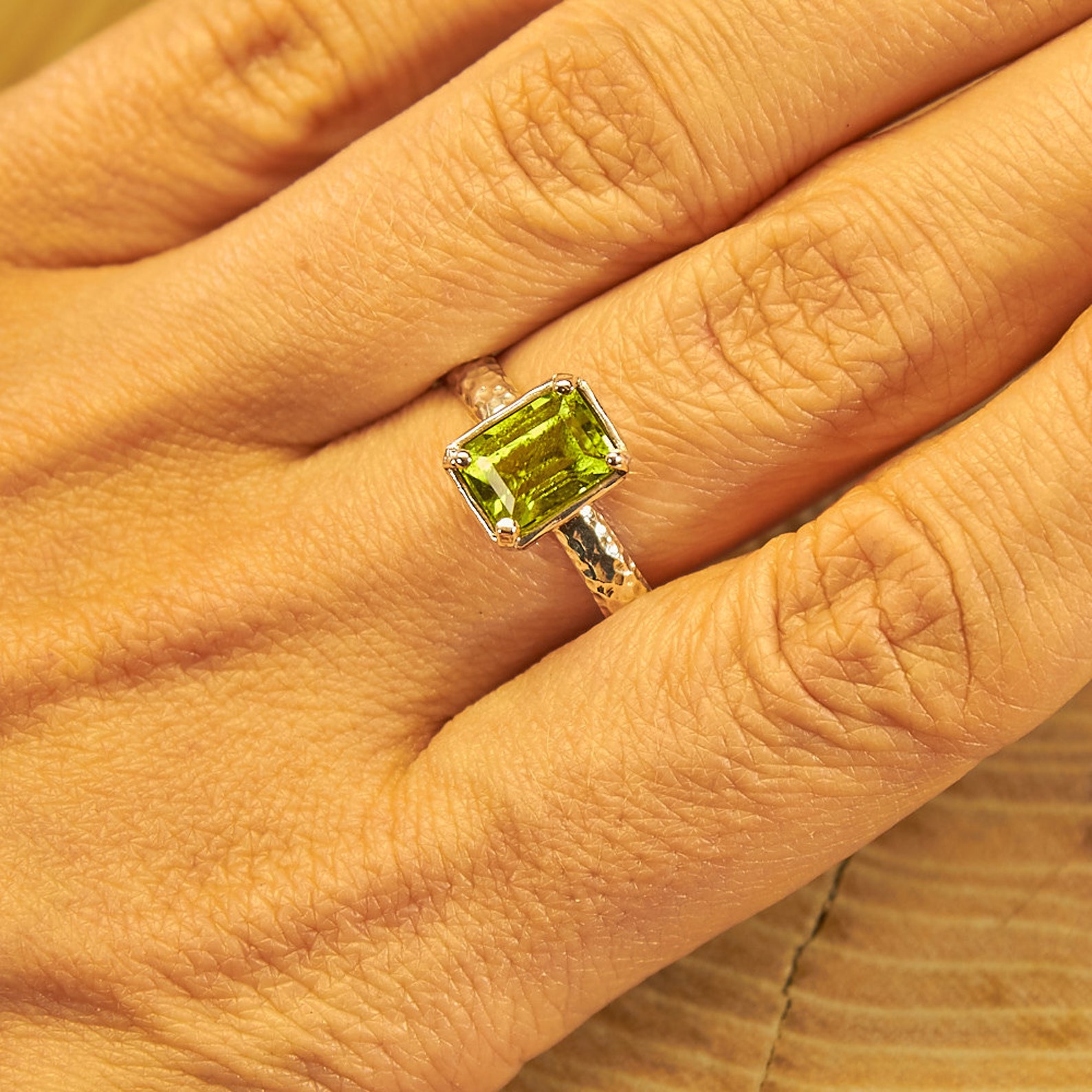 Rustic Ring Silver Ring Rough Ring Chrysolite Peridot | Etsy