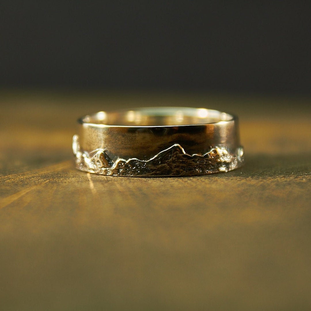 Silver Mountain Ring, Wedding Band, Carpathian Mountains Range Ring ...