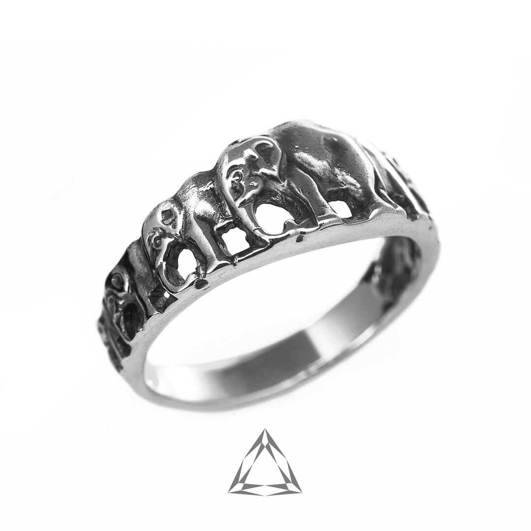 Lucky Elephant Sterling Silver Ring, Unisex Animal Jewelry - Etsy