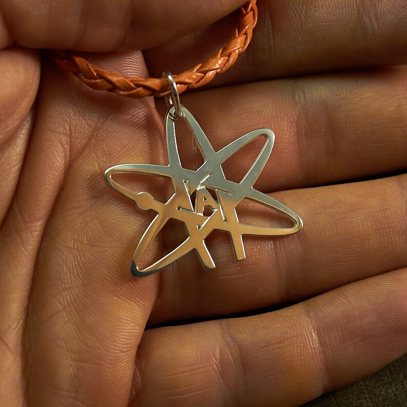 Atheist pendant neklace Silver Science jewelry Atom nuclear | Etsy