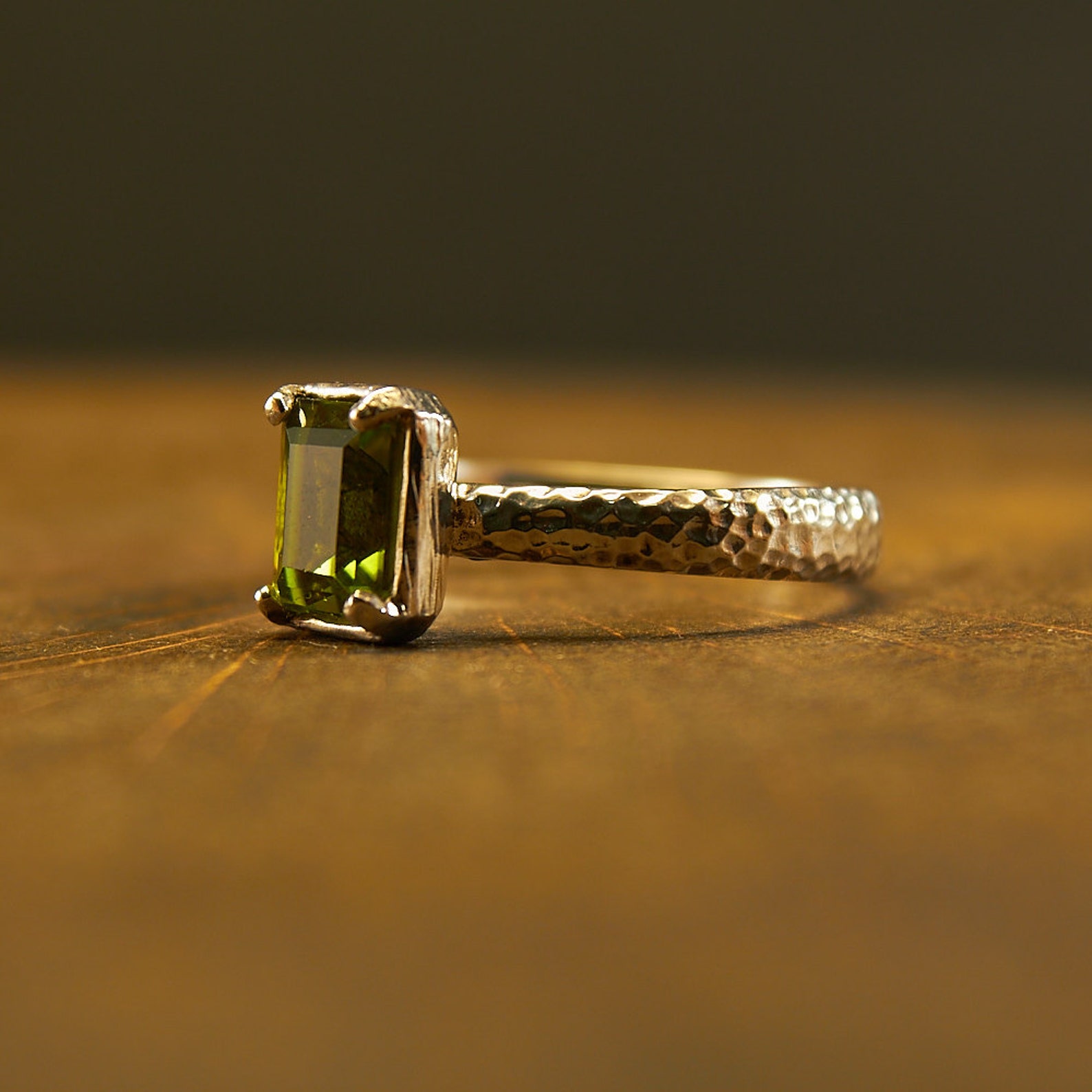 Rustic Ring Silver Ring Rough Ring Chrysolite Peridot | Etsy