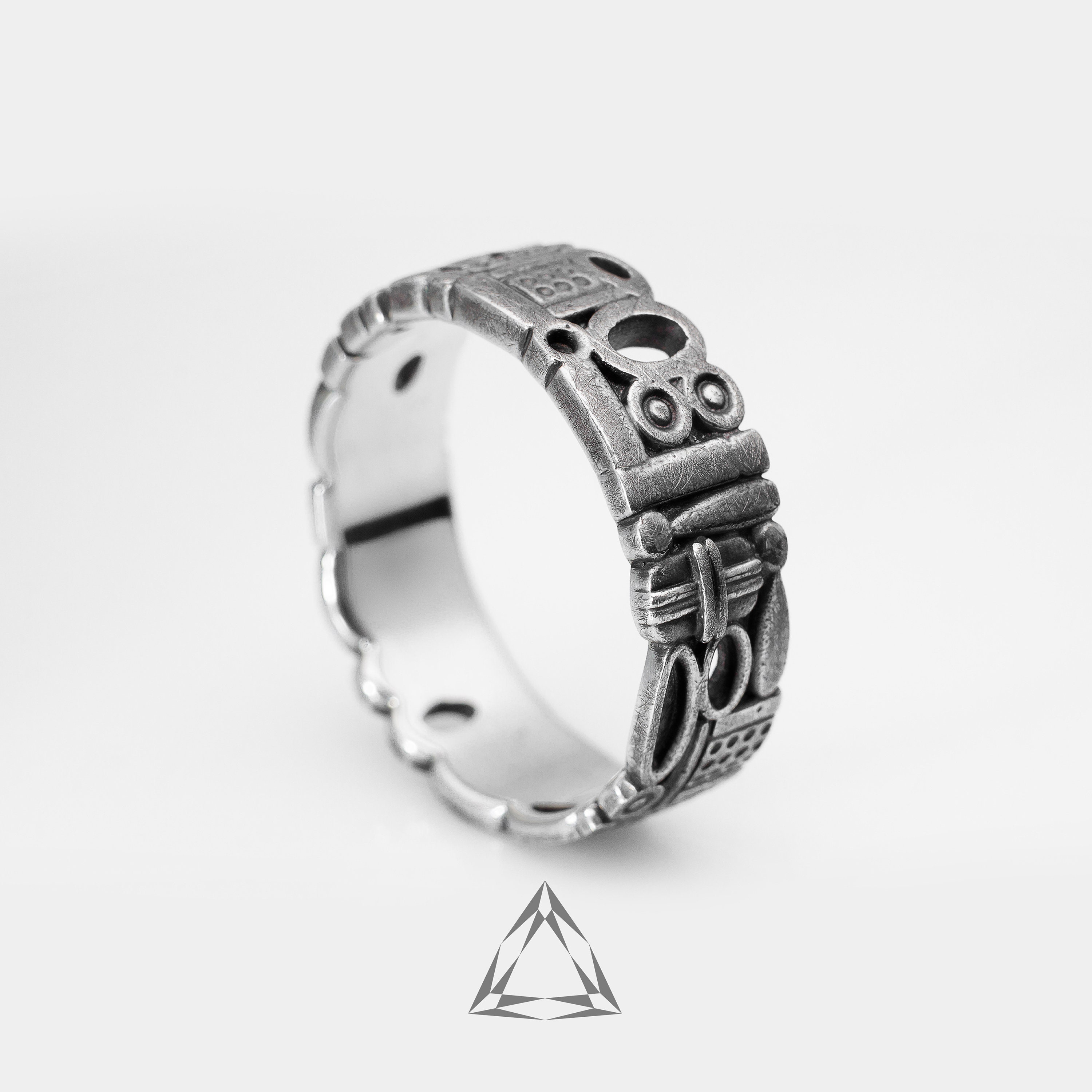 Urban Ring Sterling Silver Ring Technology Space Ring | Etsy