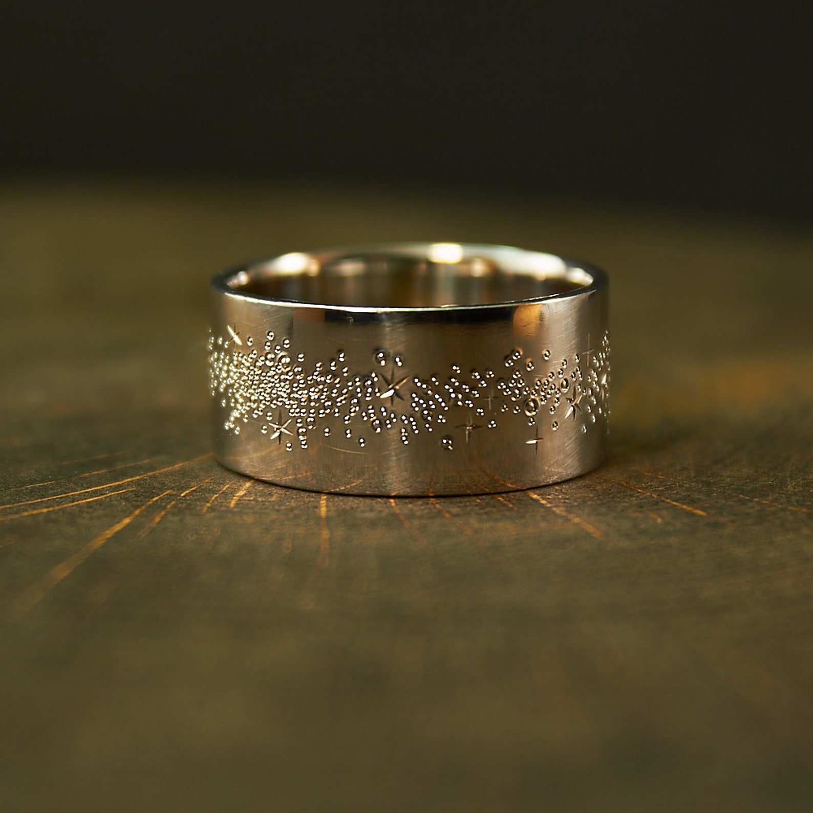 Milky Way Wide Silver Band Ring Night Sky Ring Constellation - Etsy