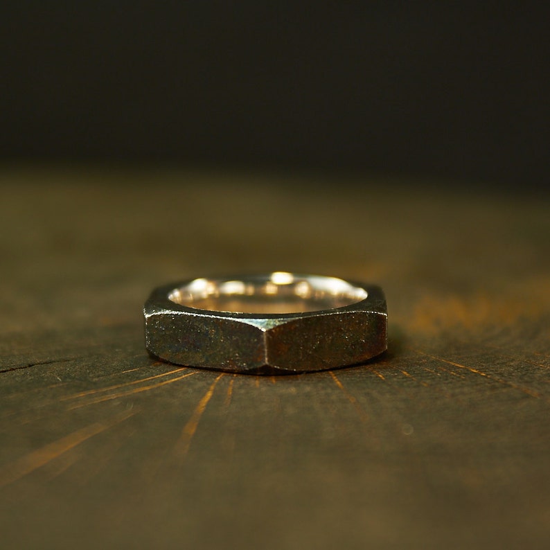 Silver Mens Nut Ring Industrial Ring Urban Ring Black Ring - Etsy