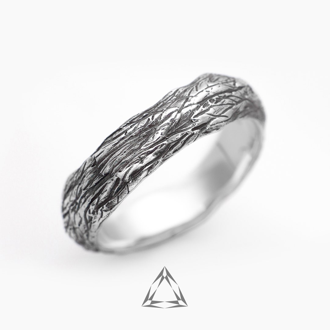 Sterling Silver Bark Texture Ring, Branch Ring, Silver Wedding Band ...