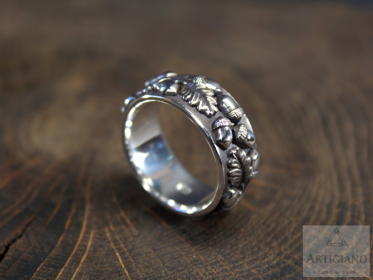 Silver Oak Ring Acorn Ring Tree Silver Ring Oak Leaf - Etsy