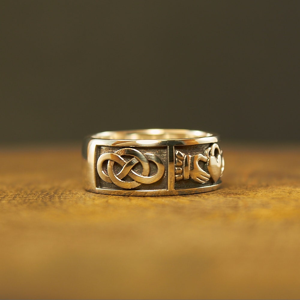 Irish Wedding Band Sterling Silver Claddah Ring Celtic | Etsy