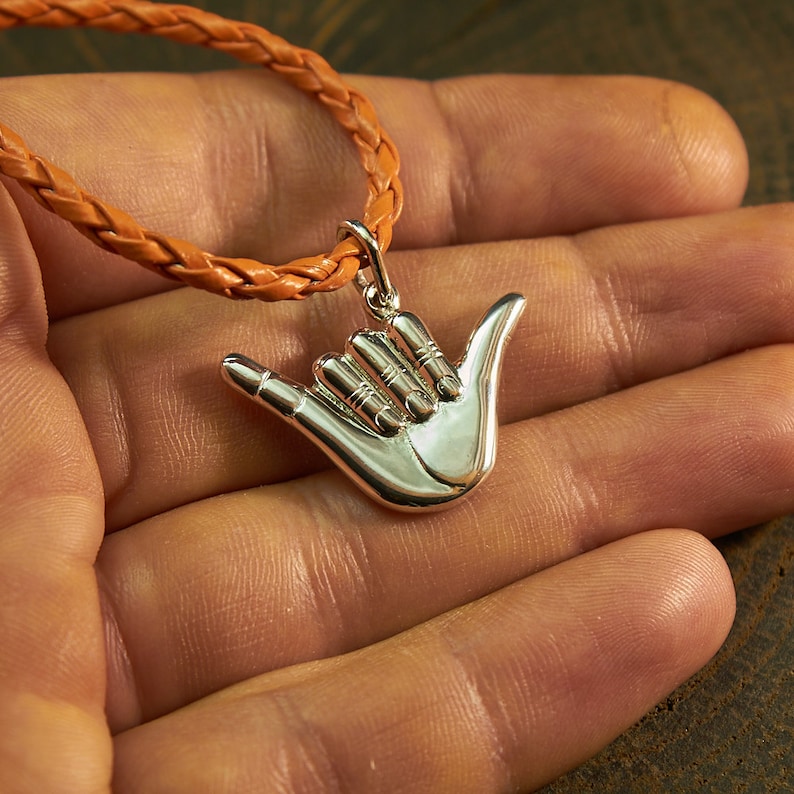 Hang Loose Silver Pendant Shaka Sign Hawaii Beach Pendant - Etsy