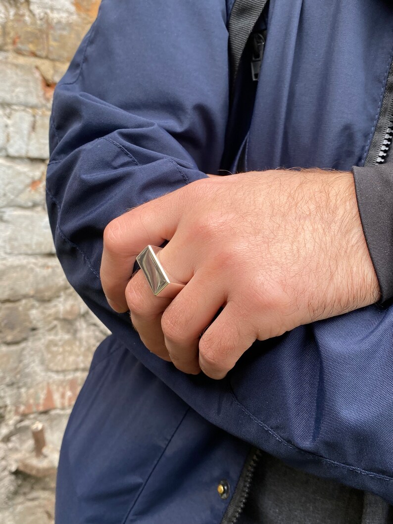 Square Silver Ring Square Band Geometric Ring Unisex Ring - Etsy