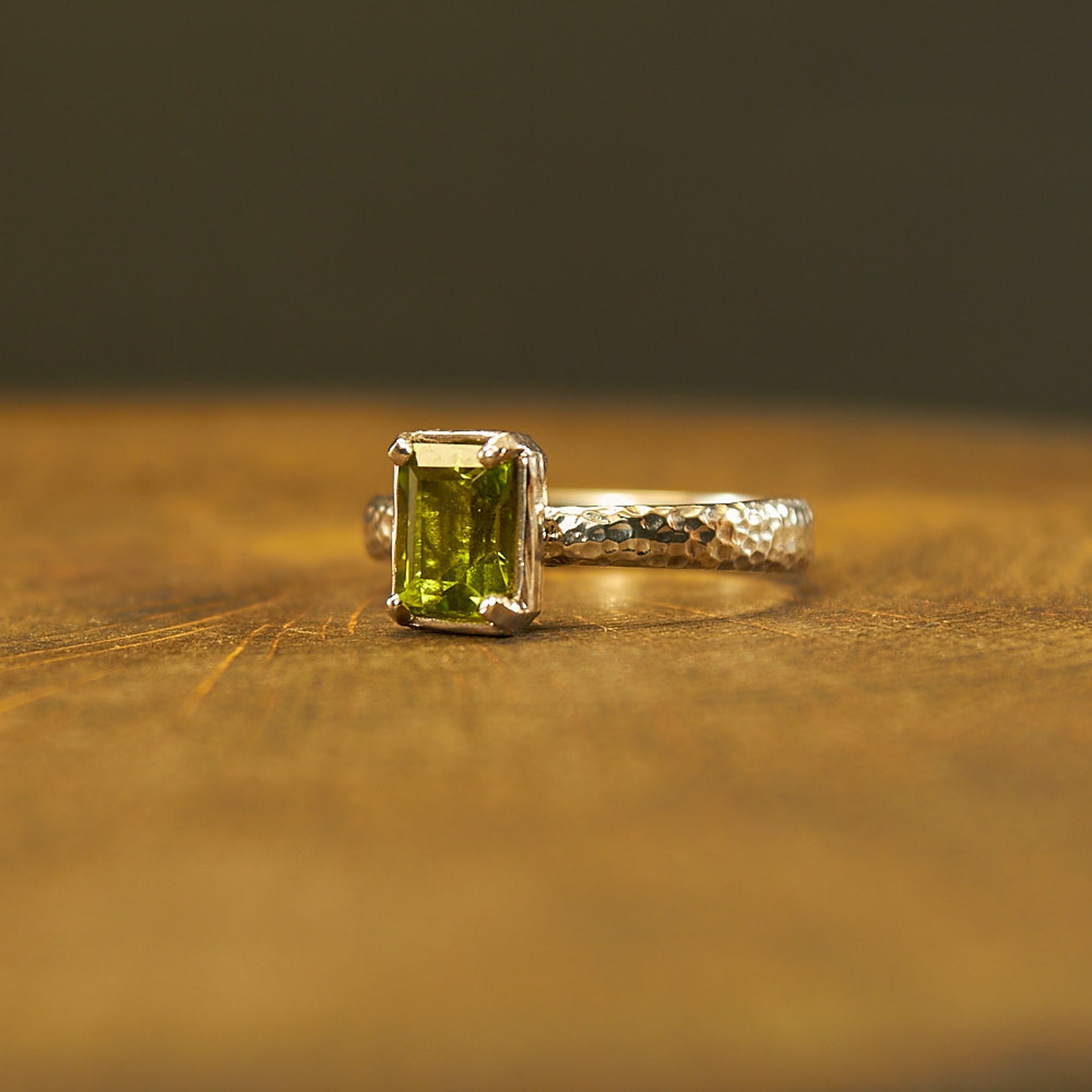 Rustic Ring Silver Ring Rough Ring Chrysolite Peridot | Etsy