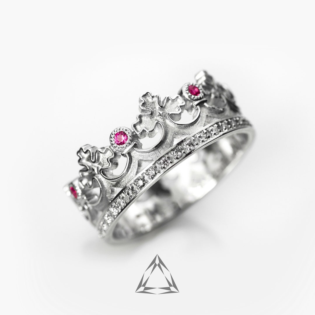 Sterling Silver Crown Ring, Queen Ring With Cubic Zirconia Gem Stone ...
