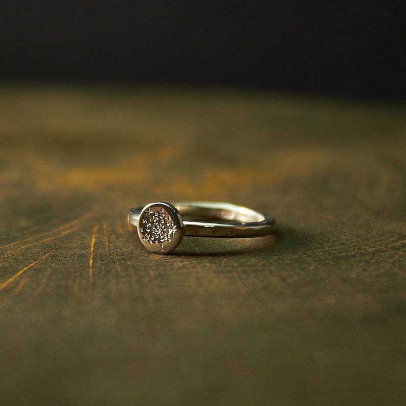 Small Silver Disk Ring Stars Ring Galaxy Jewelry Space | Etsy