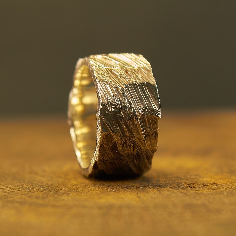 Raw Scratch Textured Wedding Band Hammered Ring Men Rustic - Etsy