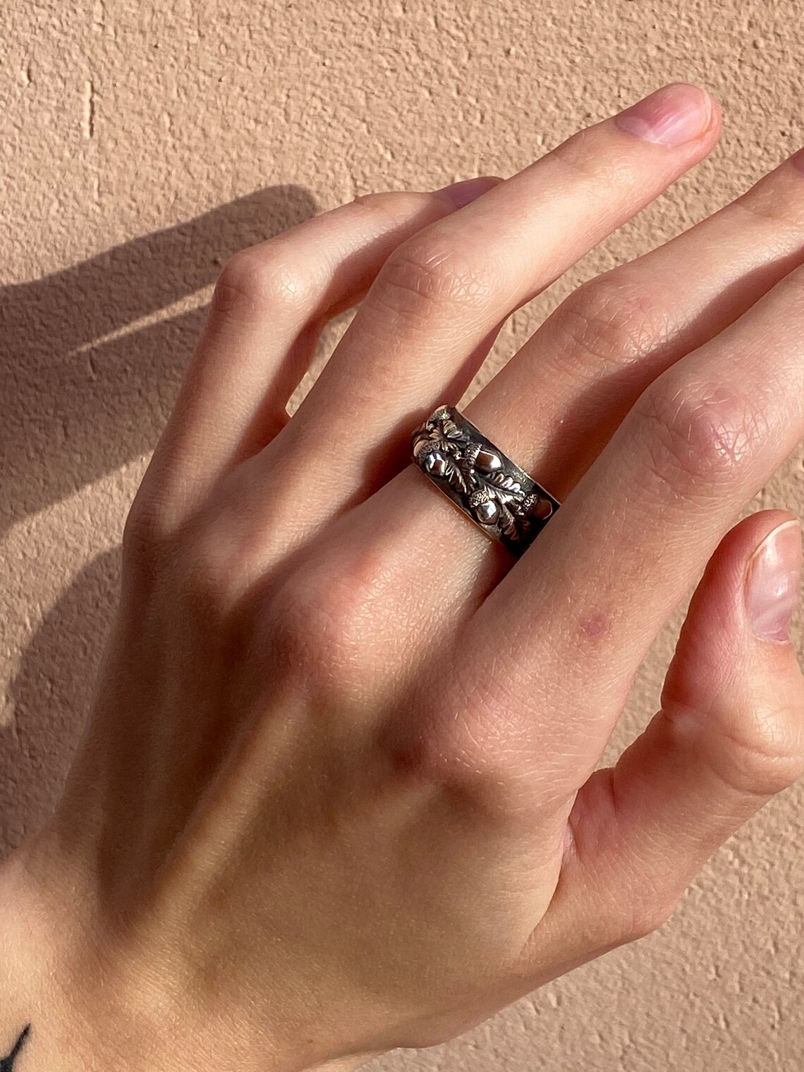 Silver Oak Ring Acorn Ring Tree Silver Ring Oak Leaf - Etsy
