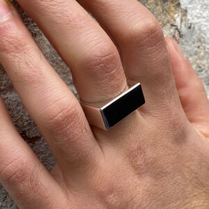 Square Silver Ring, Square Band, Geometric Ring, Unisex Ring, Stylish ...