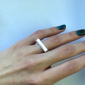 Square Silver Ring, Square Band, Geometric Ring, Unisex Ring, Stylish ...