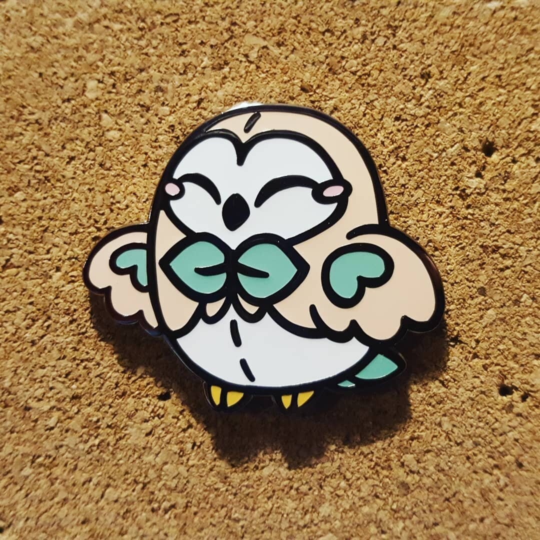 Rowlet Hard Enamel Pin, Pokemon Hard Enamel Pin, Rowlet Pin, Owl Pin ...