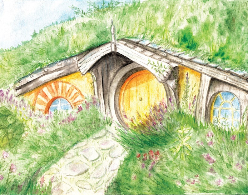 Bag End Painting, Watercolor Painting, Lord, Fantasy Art, Rings ...