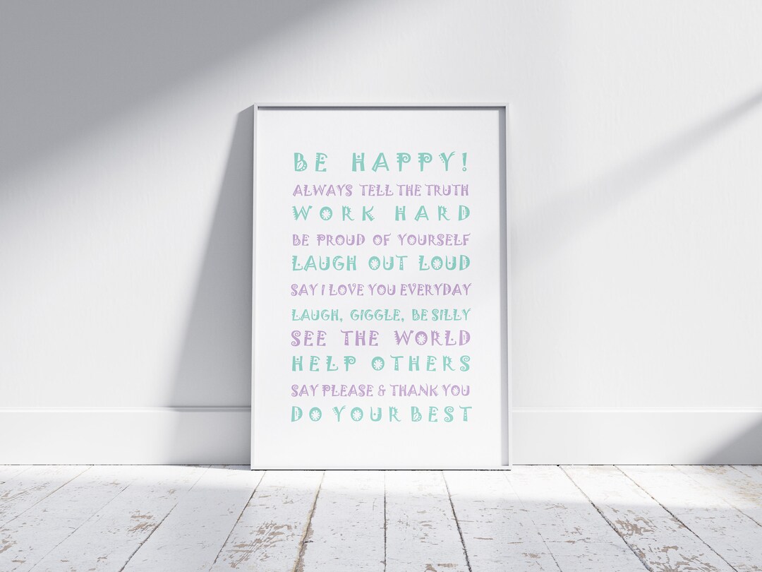 Be Happy Printable Poster | Instant Download Kids Wall Art | Positive ...