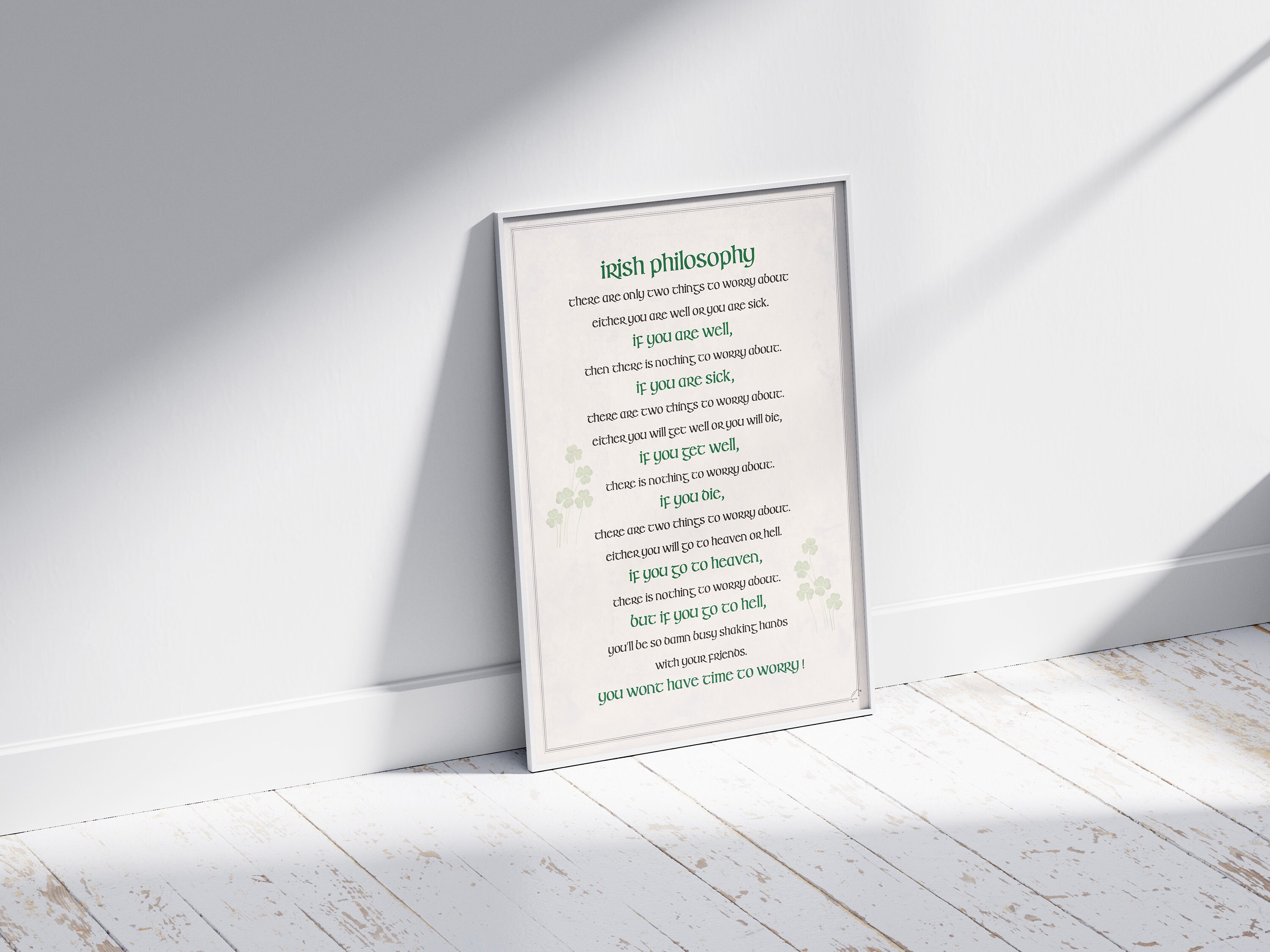 Irish Philosophy Wisdom Humour Why Worry? Inspirational Words to Live ...