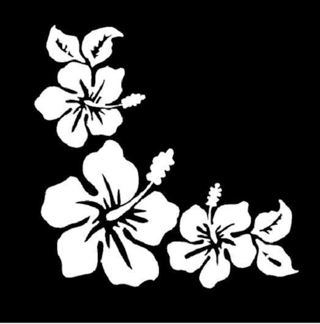 3 Hibiscus Flowers Corner Window Decal - Etsy