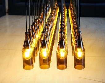 CUSTOM BOTTLE CHANDELIER Industrial Light Fixture Made From | Etsy