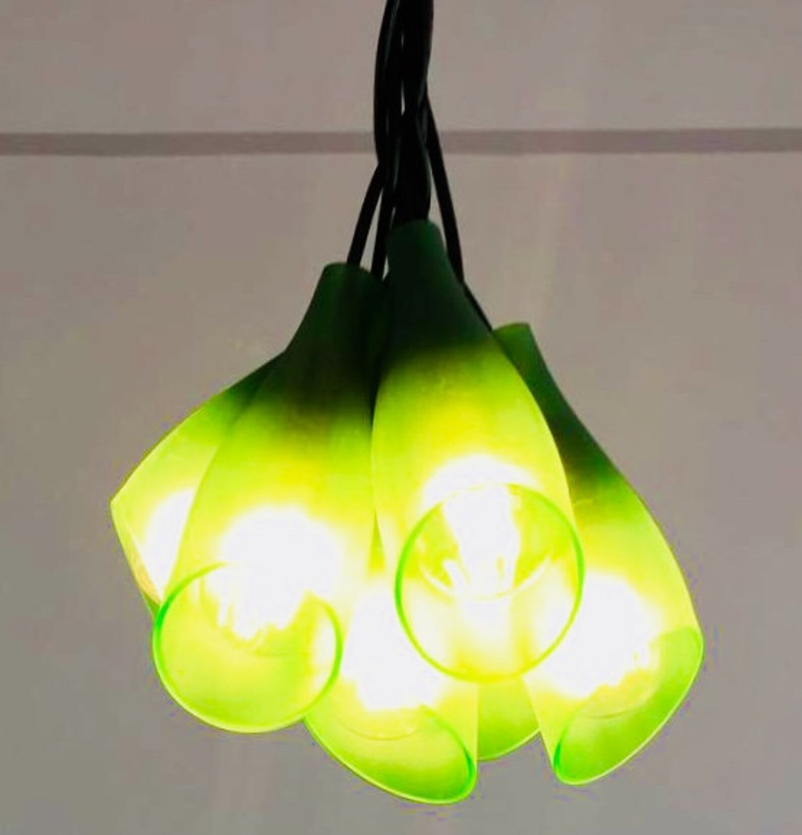 FROSTED GREEN LIGHT Fixture Chandelier Ceiling Lamp Made - Etsy