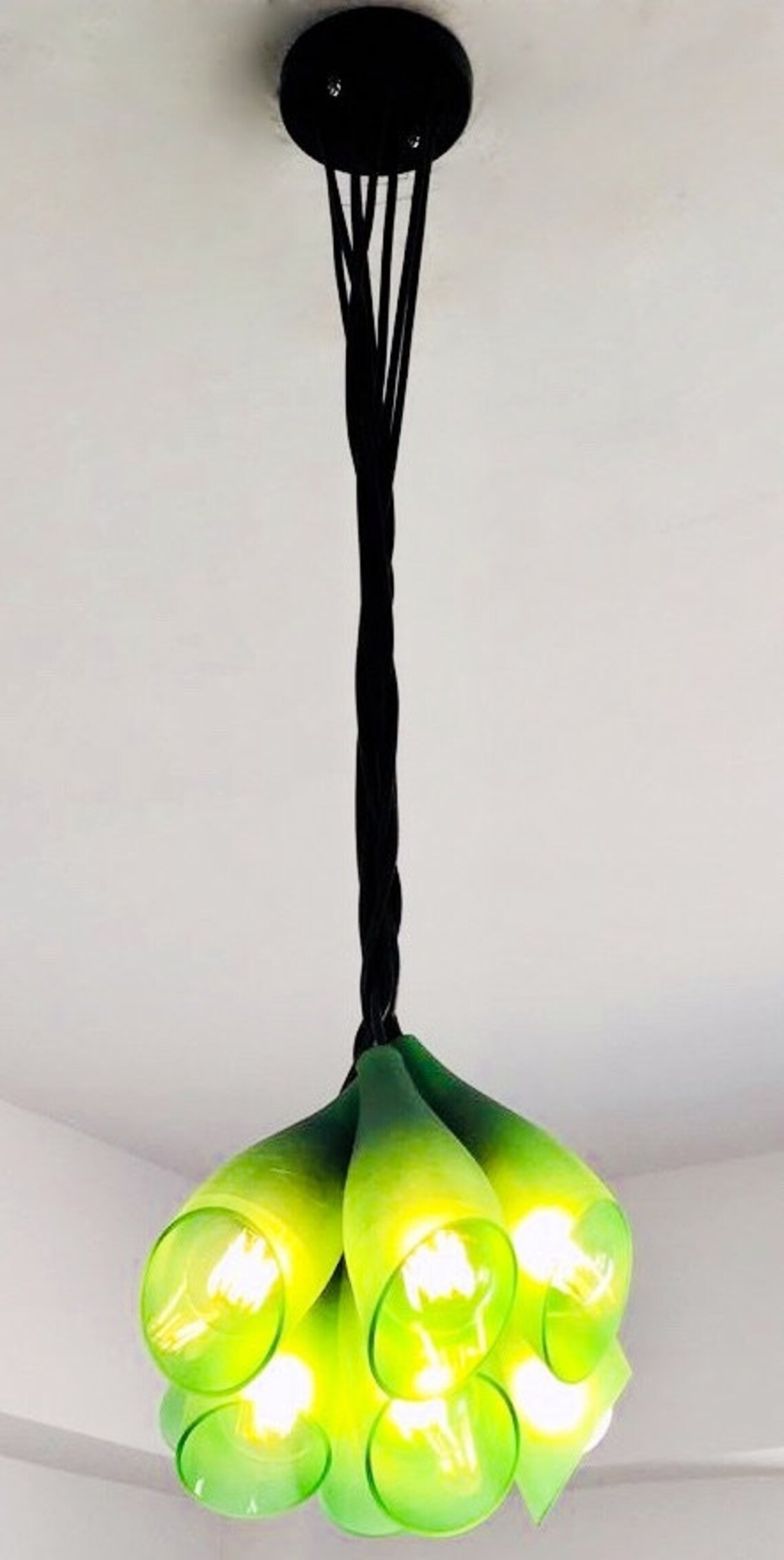 FROSTED GREEN LIGHT Fixture Chandelier Ceiling Lamp Made - Etsy