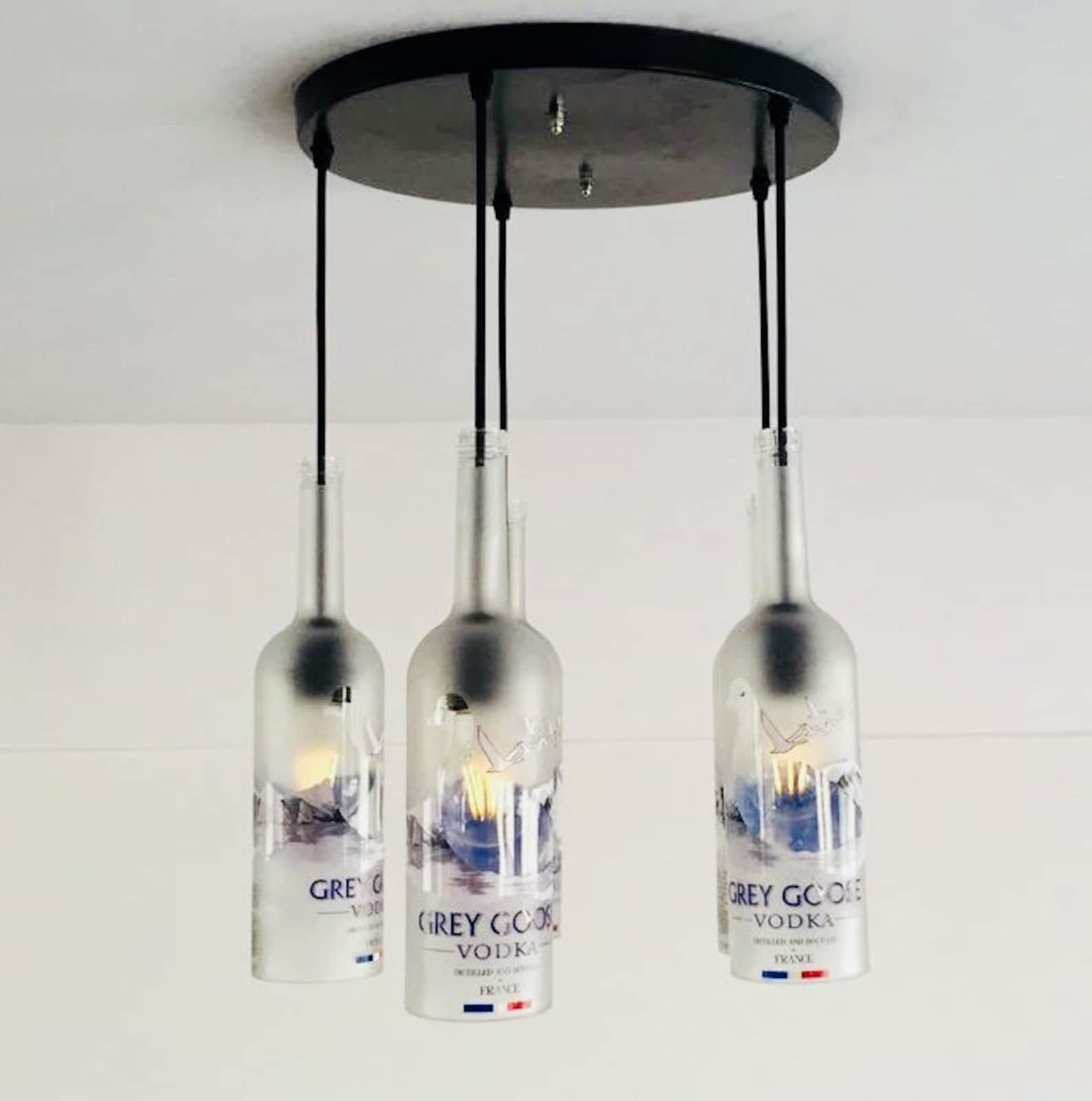 GREY GOSE VODKA Bottle Industrial Light Fixture - Chandelier - Ceiling ...