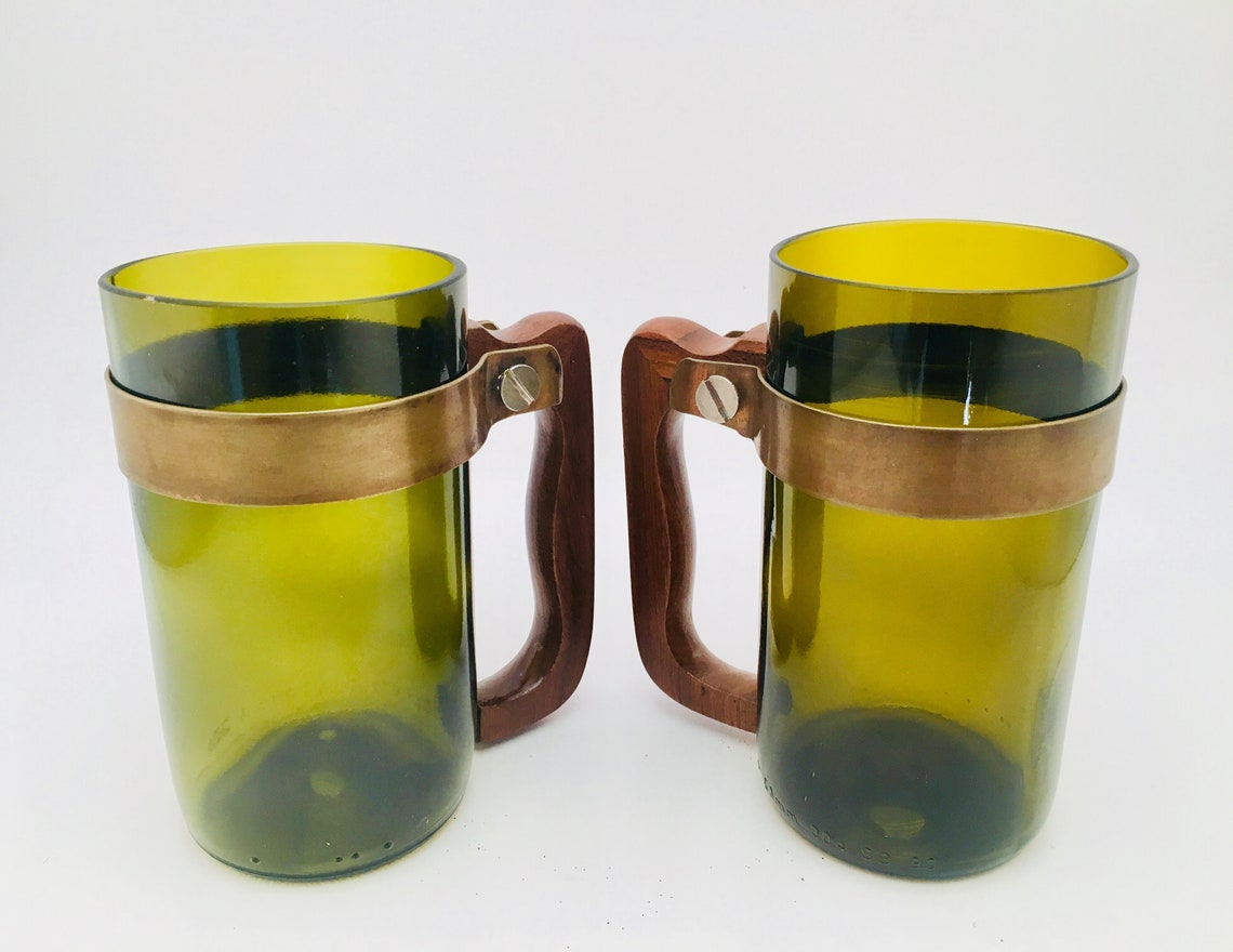 UPCYCLED BEER MUG Made for Recycled Olive Green Wine Bottle - Etsy