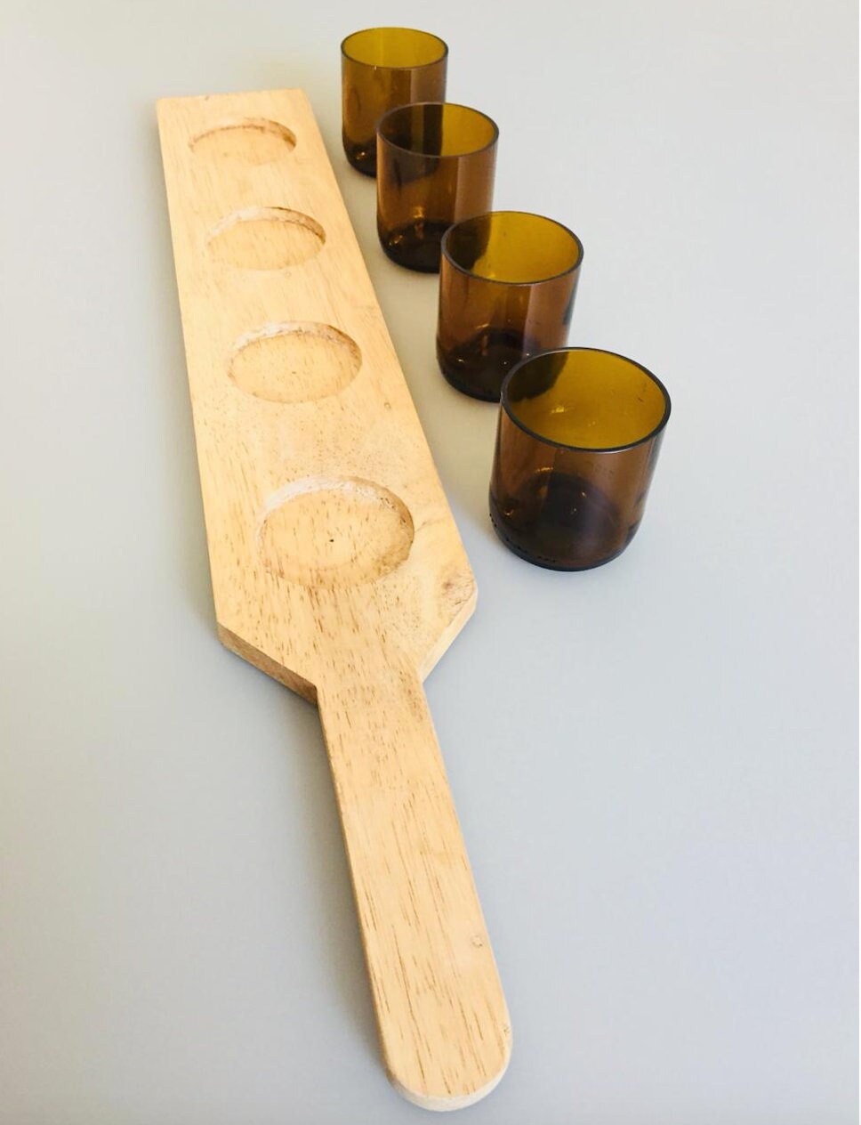 BEER TASTING TRAY With 5 Ounce Amber Brown Glasses | Etsy