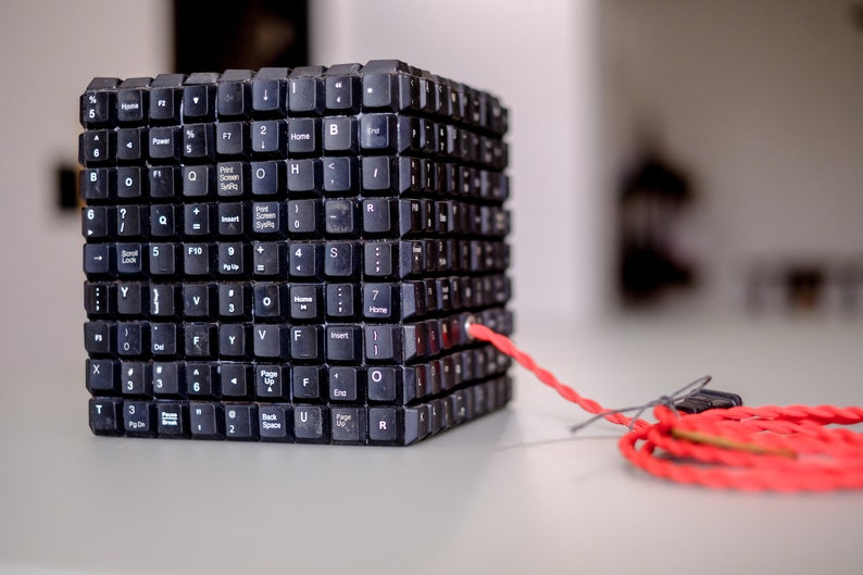 EDISON KUBE LAMP | Recycled Computer Keyboard Keys Filament Light | Uk ...