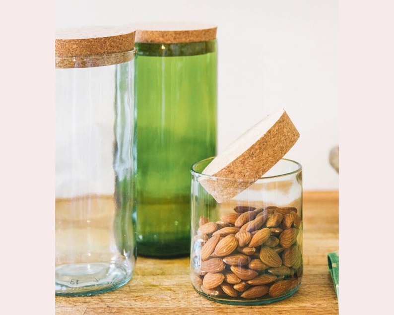 Wine Bottle Cut Jars Storage Glass Containers With Cork Lids - Etsy