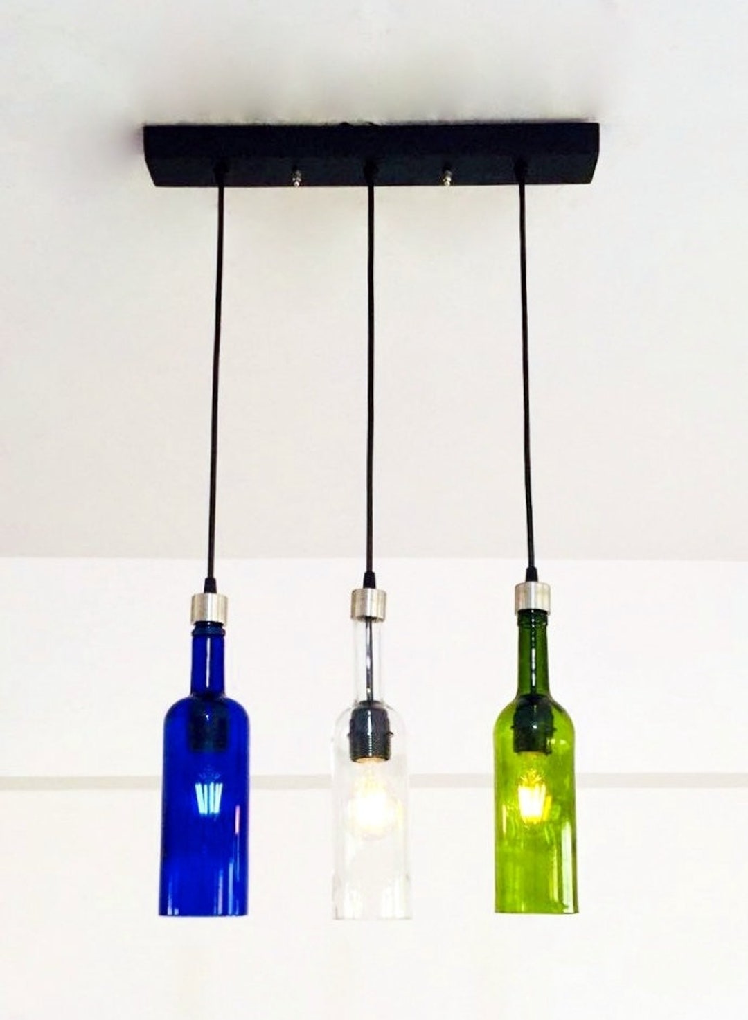 MULTI COLOUR WINE Bottle Industrial Light Fixture - Chandelier ...