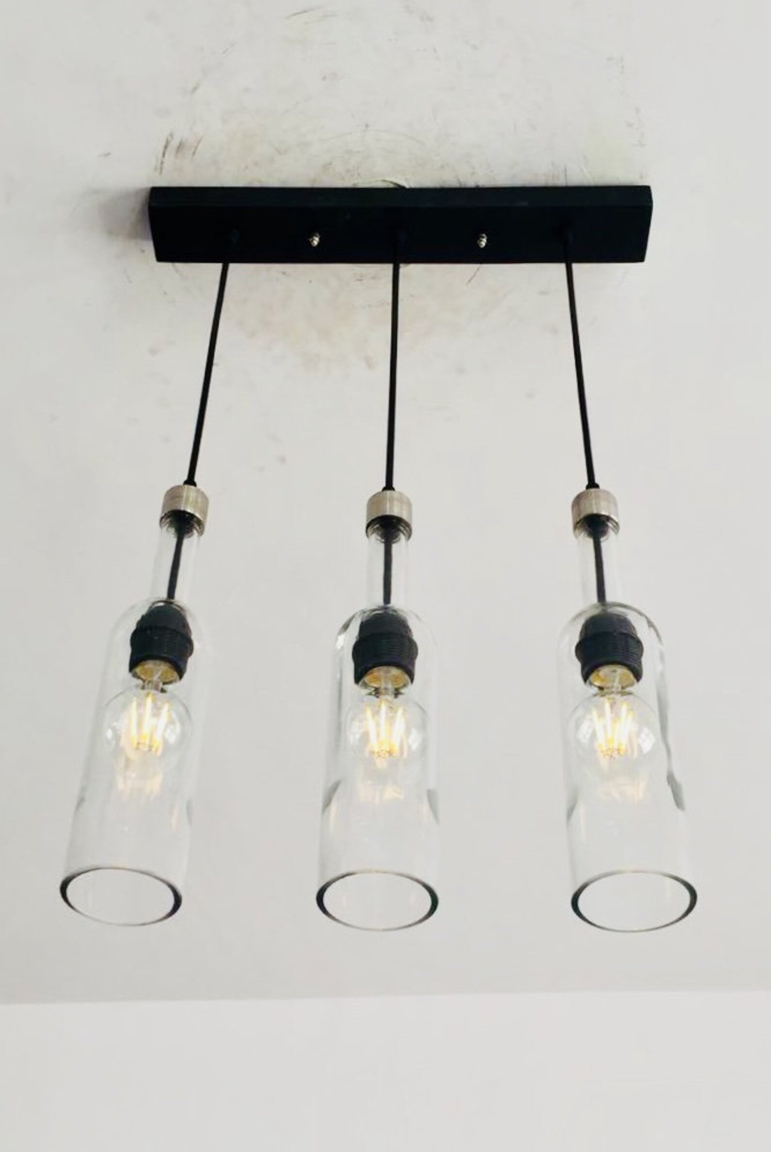 CLEAR WINE BOTTLE Industrial Light Fixture Chandelier | Etsy