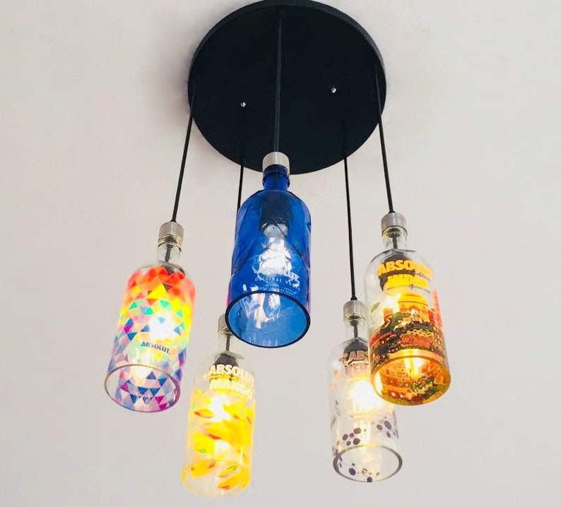 LIMITED EDITION Bottle Light fixture Colourful Absolut Vodka | Etsy