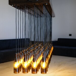 CUSTOM BOTTLE CHANDELIER / Industrial Light Fixture Made From 72 Beer ...