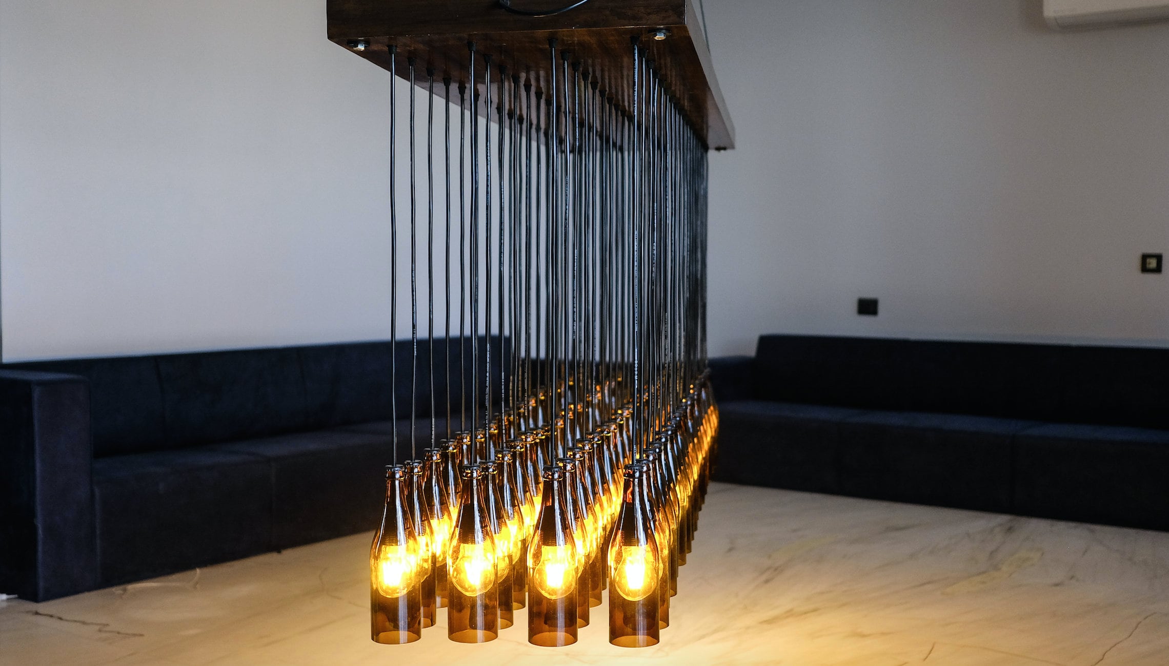CUSTOM BOTTLE CHANDELIER / Industrial Light Fixture Made From 72 Beer ...