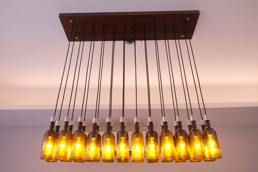 Wine Bottle Light Fixture Chandelier Lighting | Bottle Chandelier ...