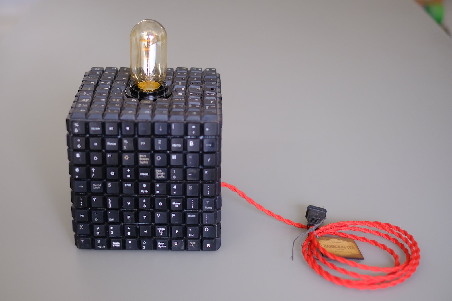 EDISON KUBE LAMP | Recycled Computer Keyboard Keys Filament Light | Uk ...