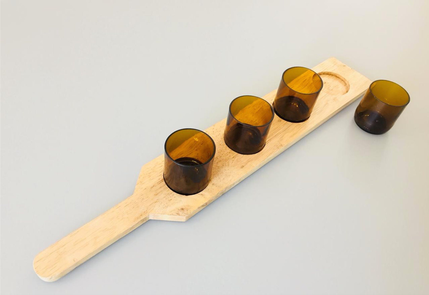 BEER TASTING TRAY With 5 Ounce Amber Brown Glasses | Etsy