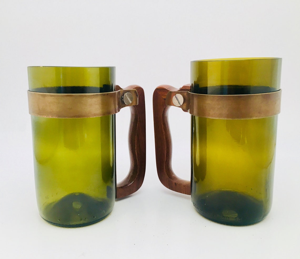 UPCYCLED BEER MUG Made for Recycled Olive Green Wine Bottle - Etsy