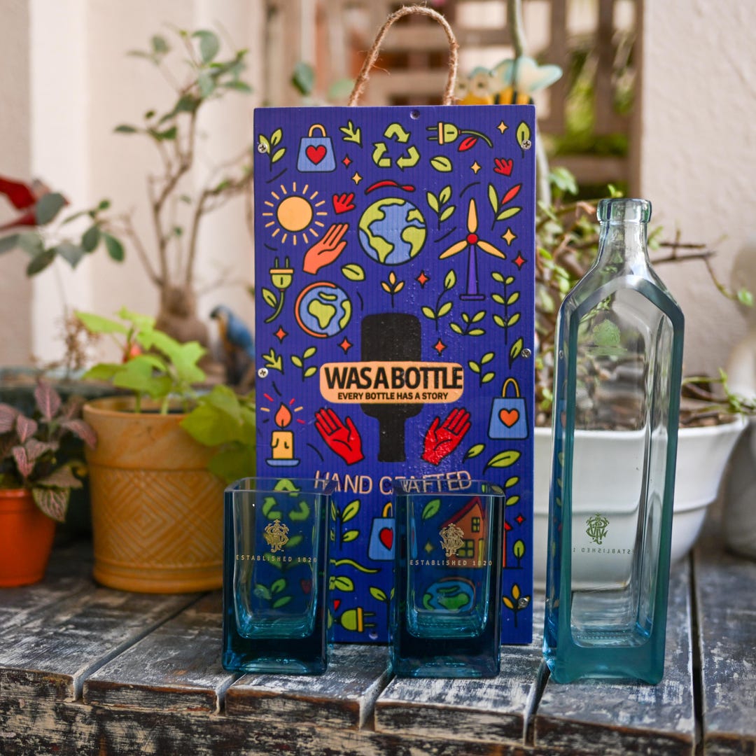 Beautiful Gift Box Johnnie Walker Blue Label Repurposed Bottle Glasses ...